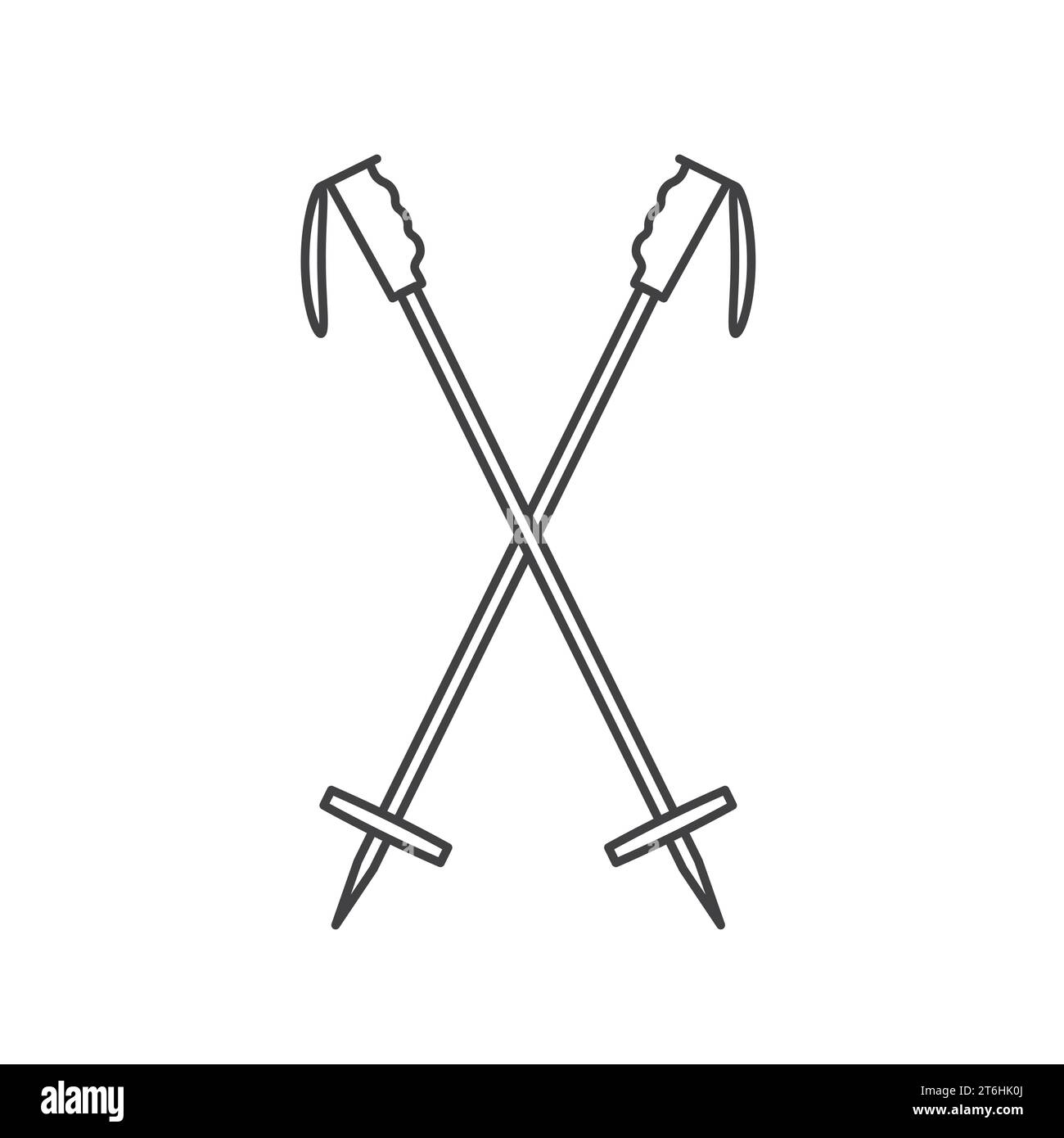 crossed ski poles outline icon - vector illustration Stock Vector Image ...