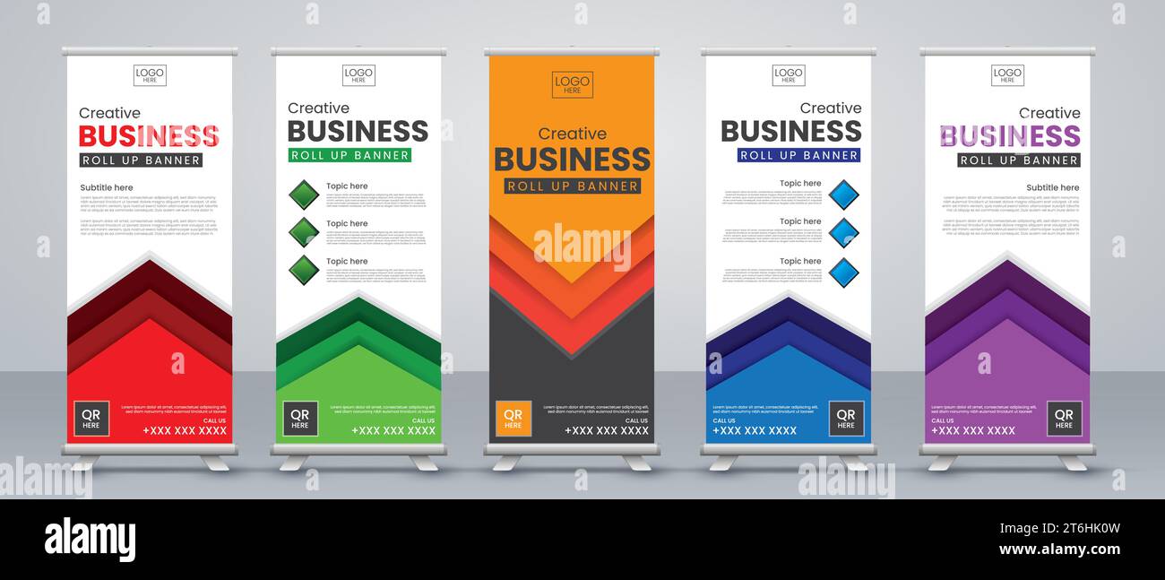 Set of templates with a design of vertical banners. Signboard ...