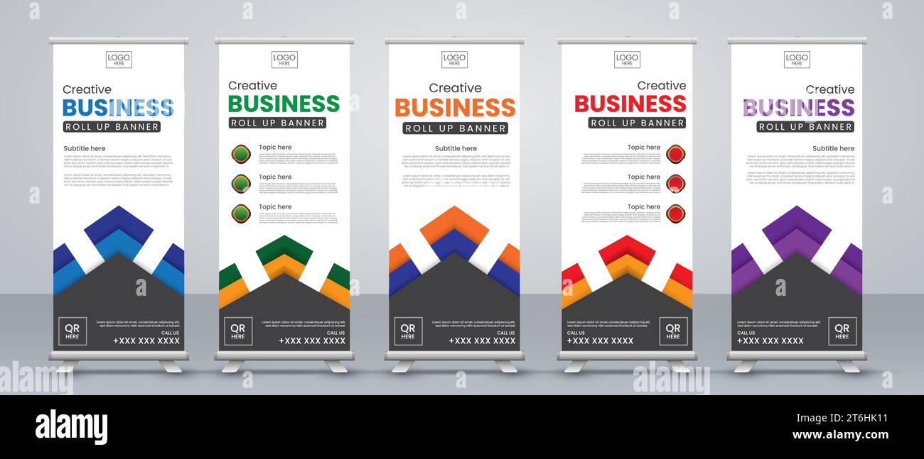 Set of templates with a design of vertical banners. Signboard ...