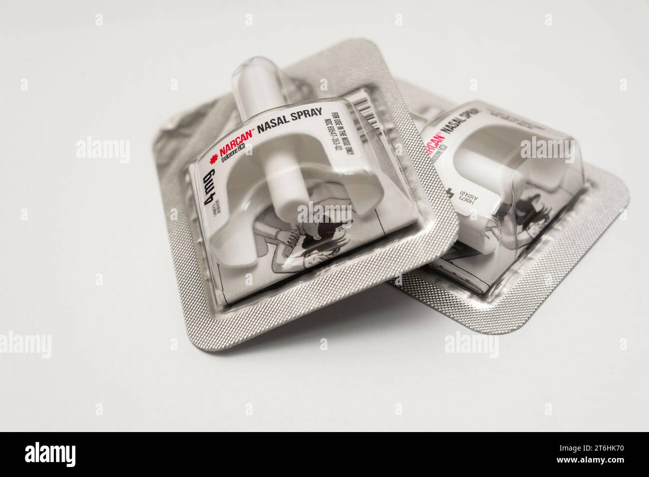 Packages of Narcan brand naloxone nasal spray for opioid overdoses in ...