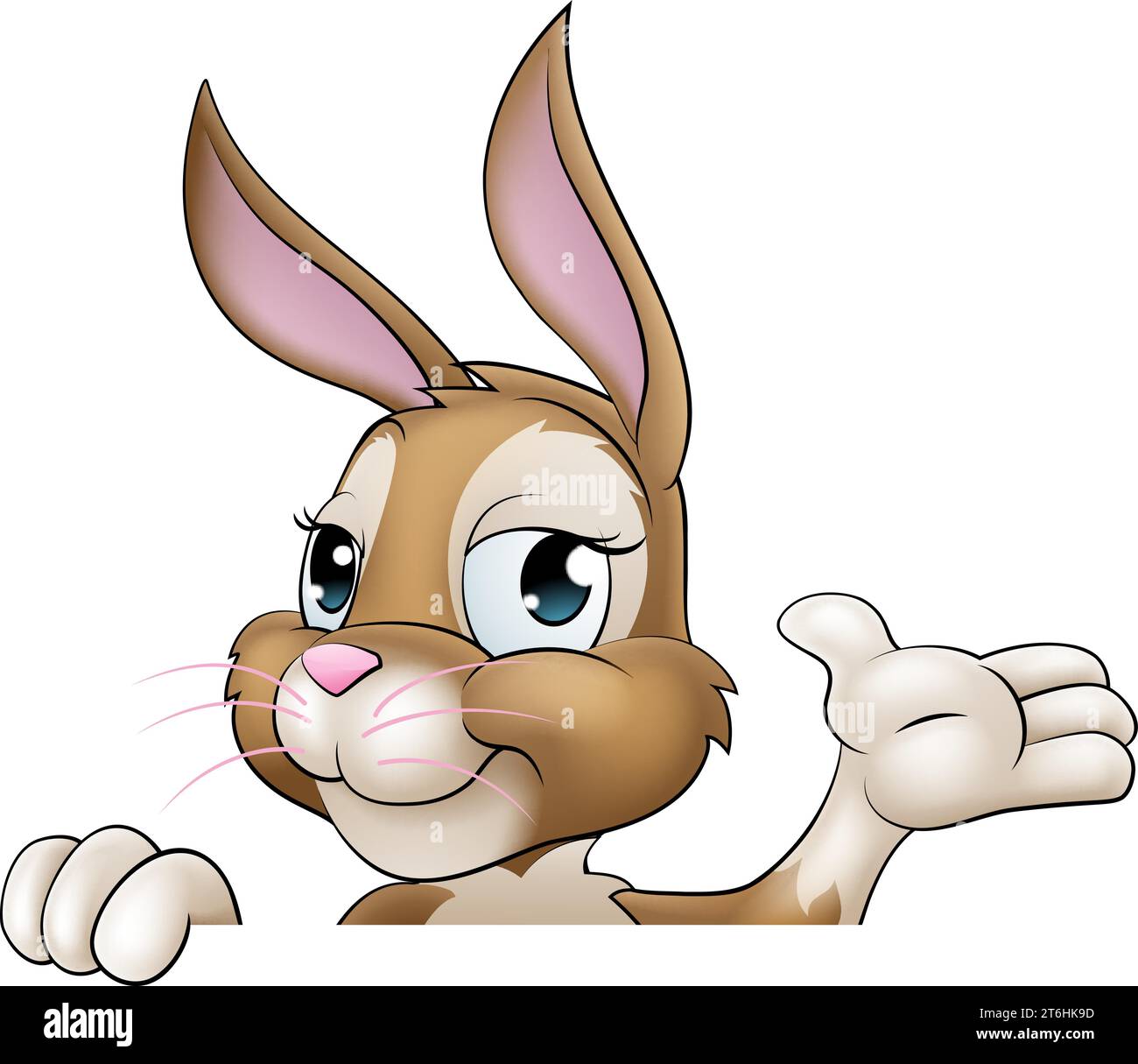 Easter Bunny Rabbit Cartoon Character Peeking Sign Stock Vector Image ...
