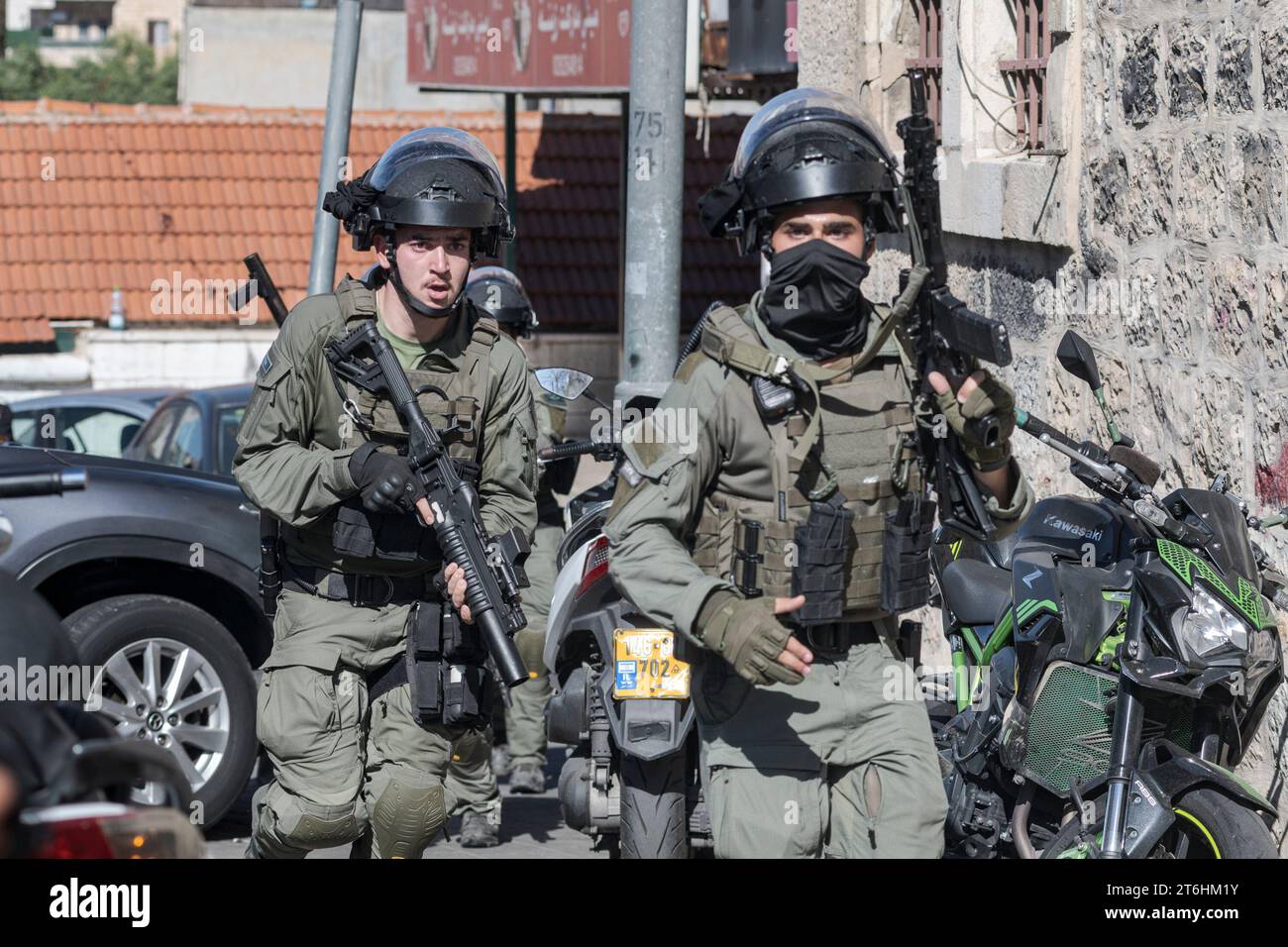 IsraelI security officers seen on patrol around the Arab neighbourhood ...