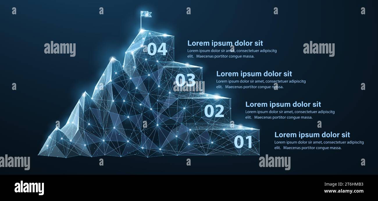 Infographic with 4 steps. Digital mountain. Step-by-step guide to ...