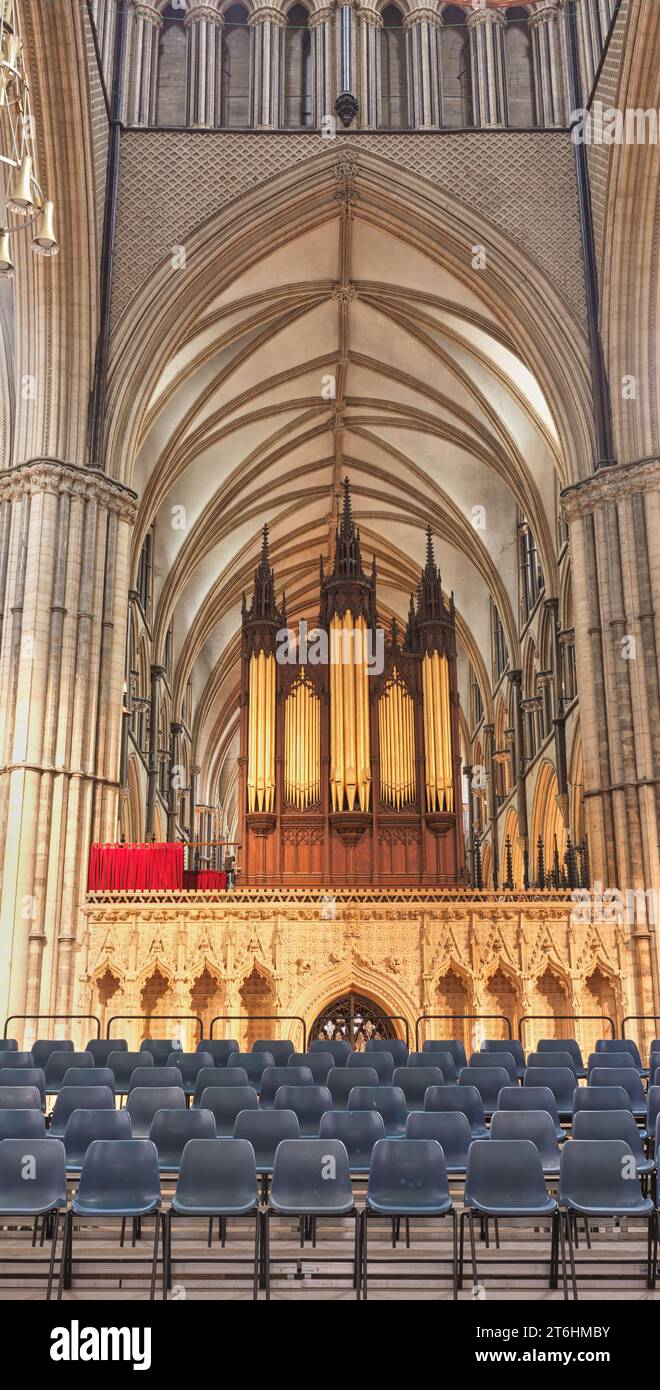 Organ pipes above the rood screen in the norman built christian ...