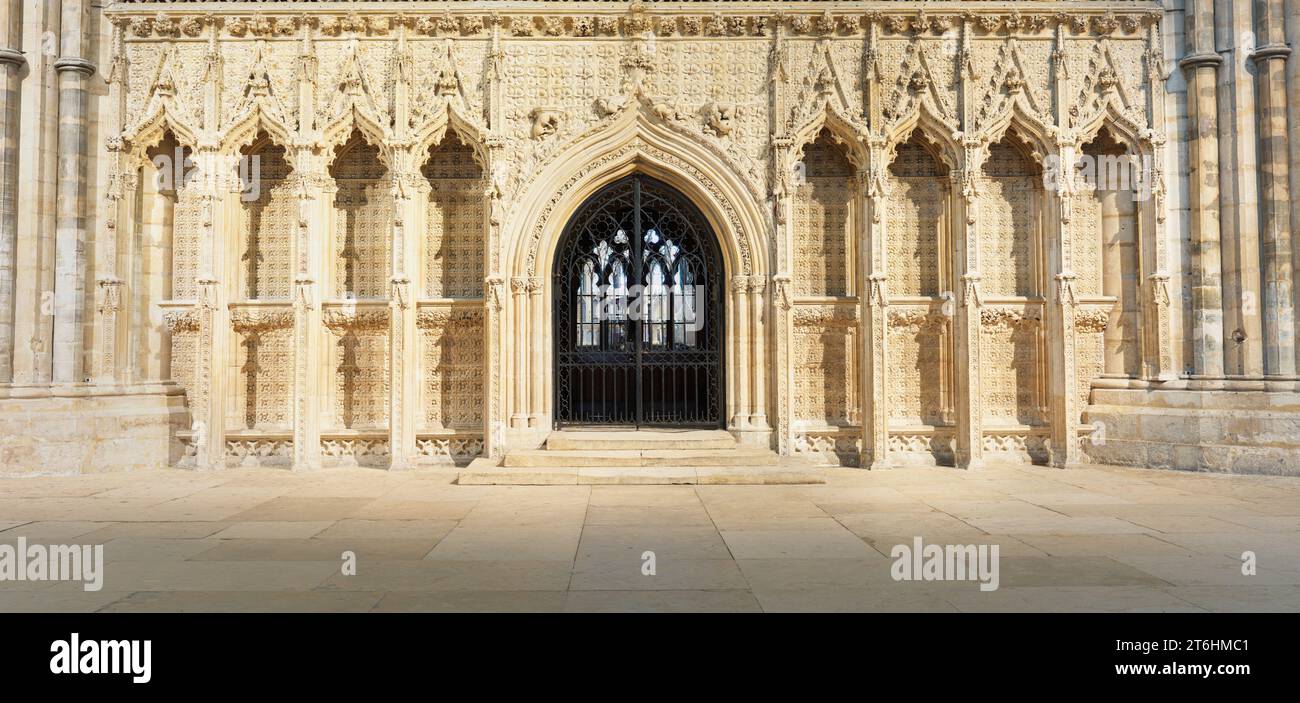 Rood screen in the norman built christian cathedral at Lincoln, England ...