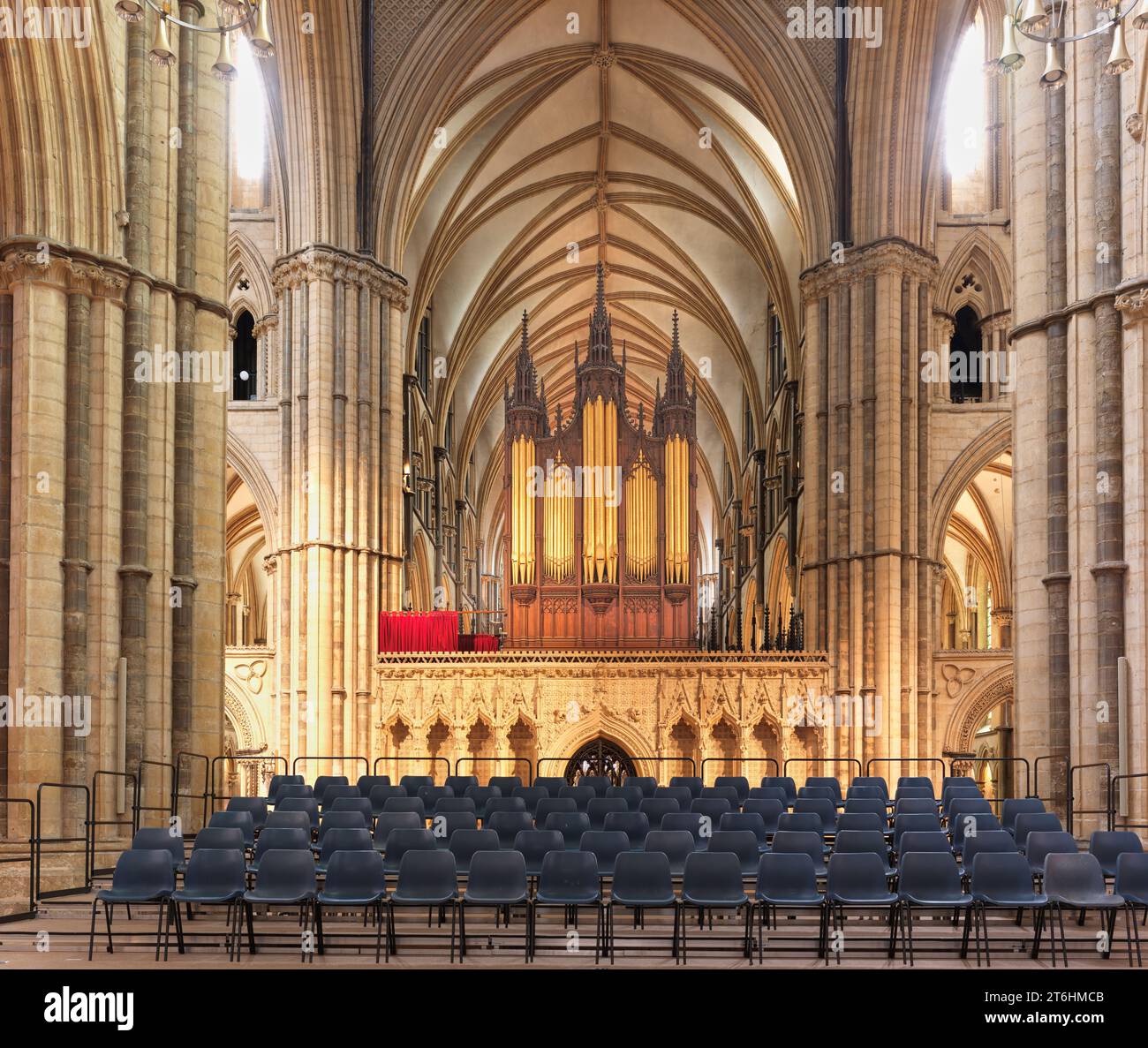 Organ pipes above the rood screen in the norman built christian ...