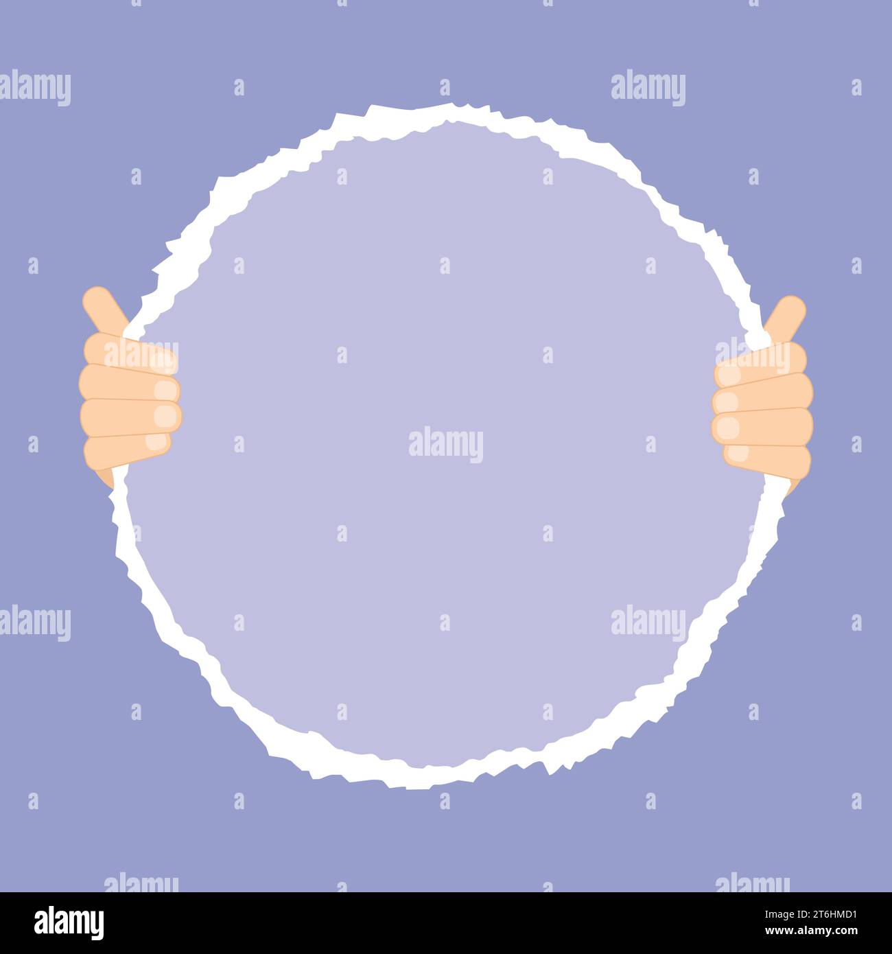 Hands holding a torn paper circle. Paper with a copy space. Vector ...