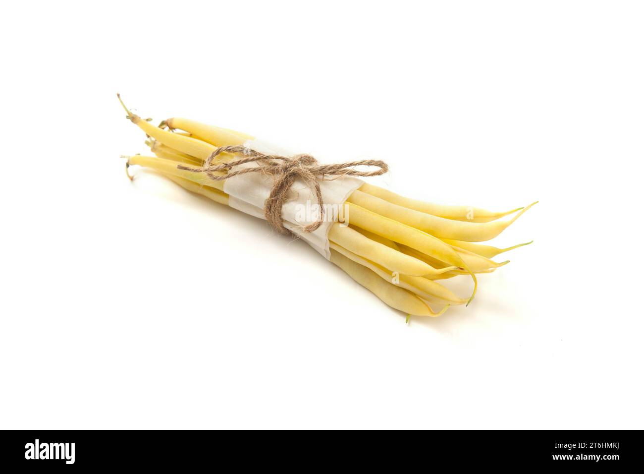 Bunch of raw yellow pods of haricot isolated on white background ...