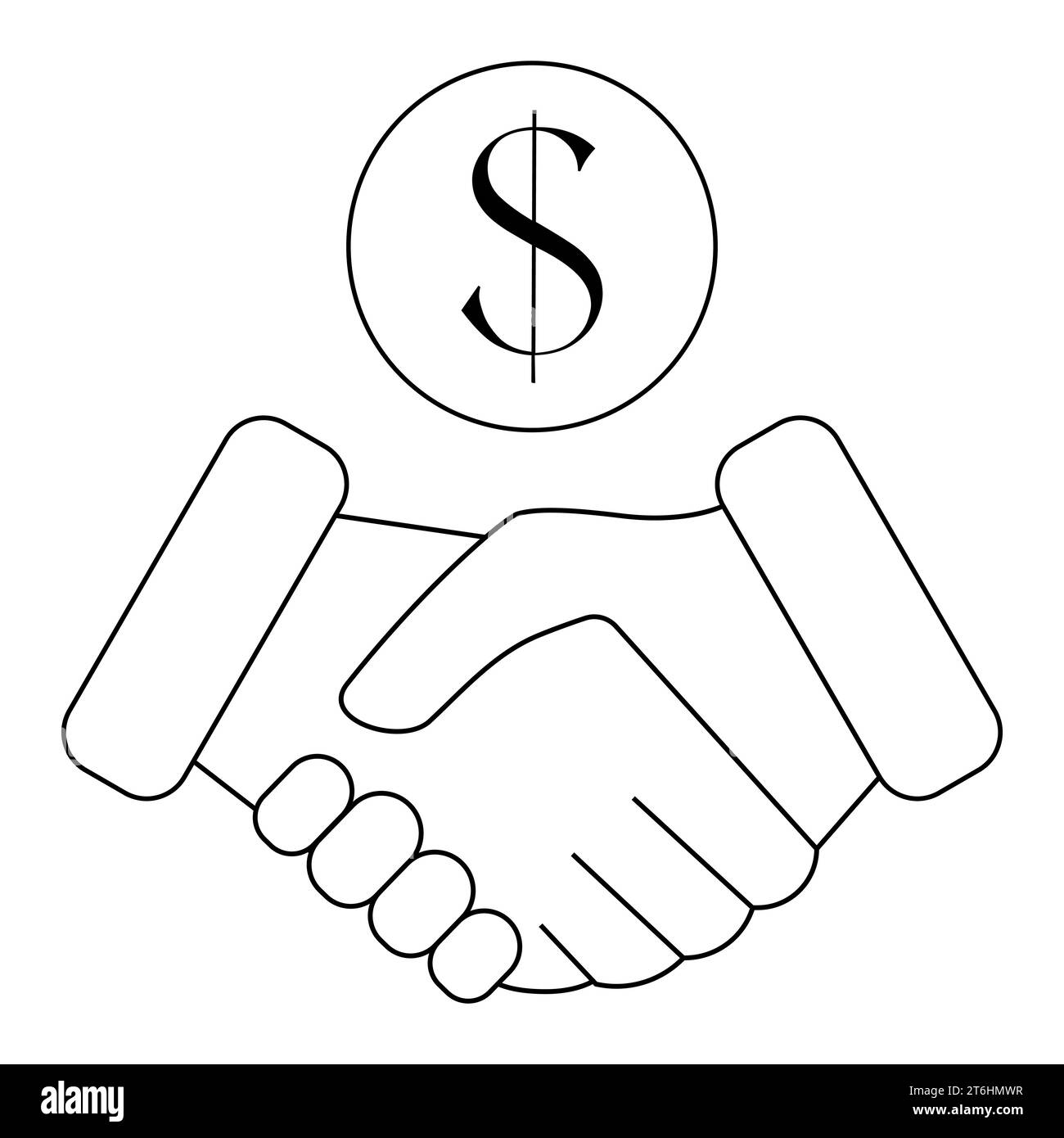 Handshake, partners, round coin with dollar sign. Business concept ...