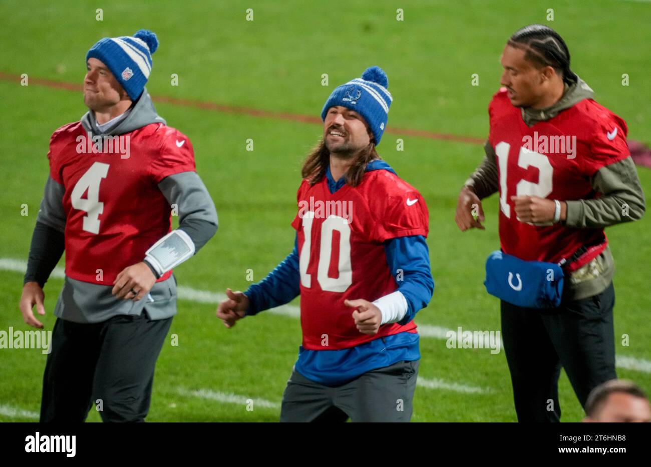 Indianapolis Colts quarterback Gardner Minshew, centre, attends a ...