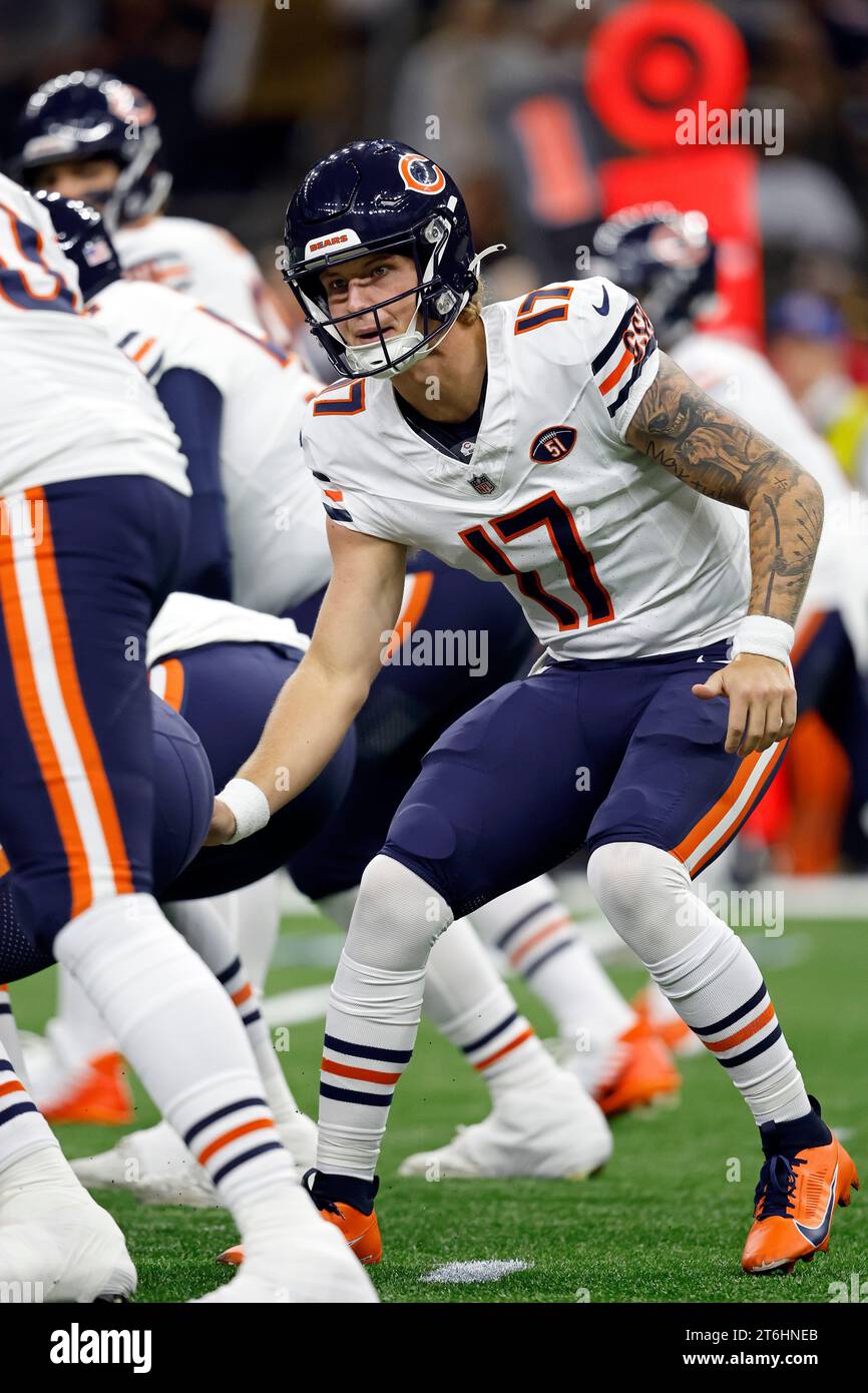 Chicago Bears quarterback Tyson Bagent (17) during an NFL football game ...