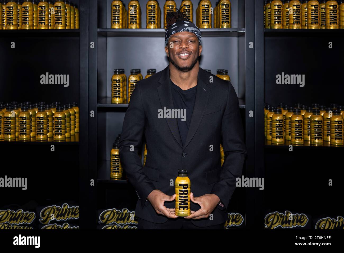 KSI poses for photographers as he opens the PRIME pop-up store on ...