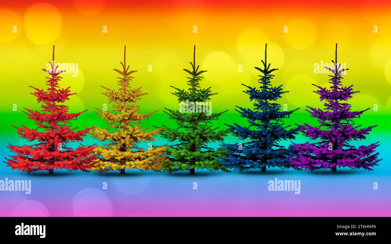 Tree with rainbow background hi-res stock photography and images - Alamy