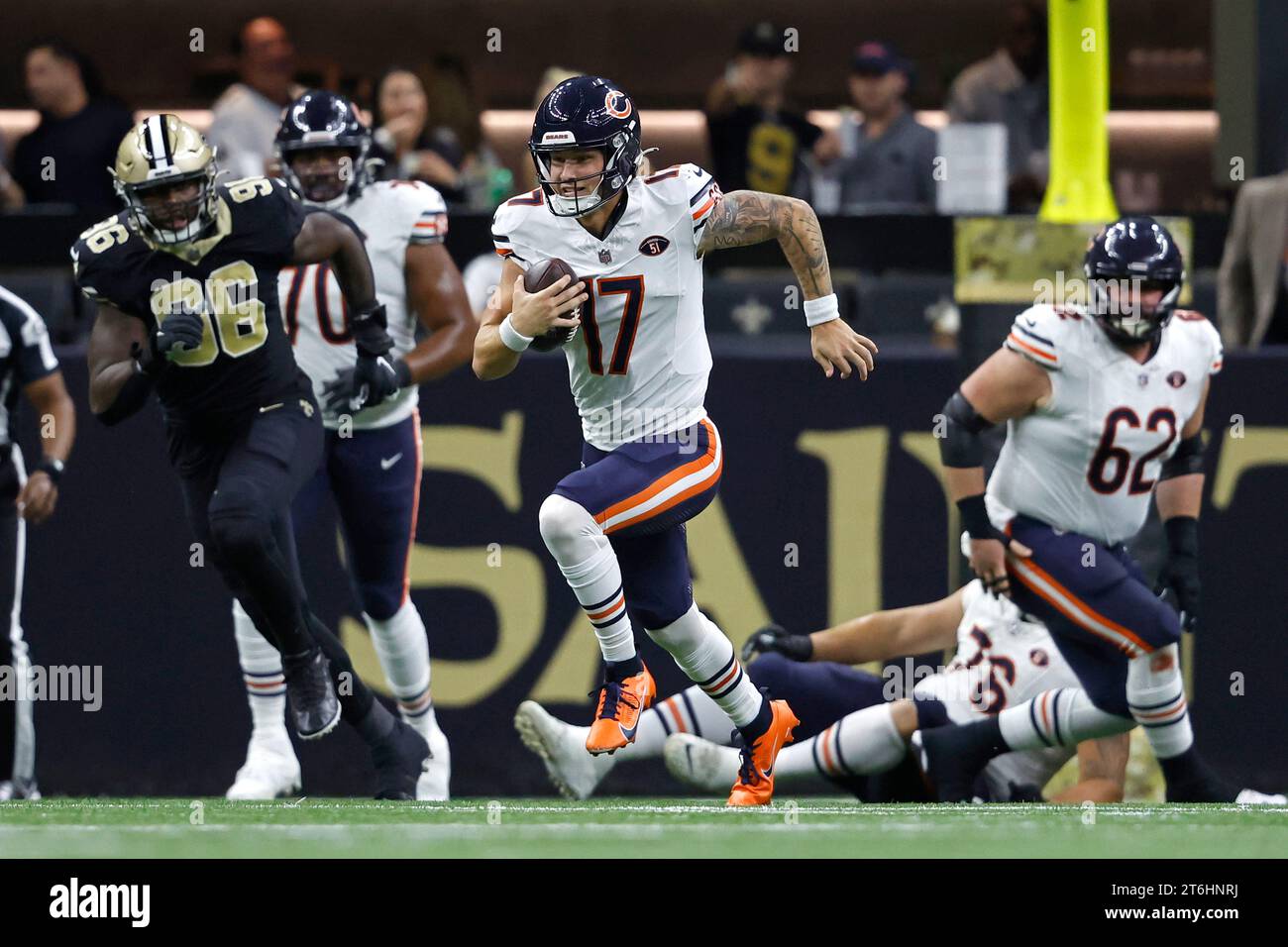 Chicago Bears quarterback Tyson Bagent (17) during an NFL football game ...