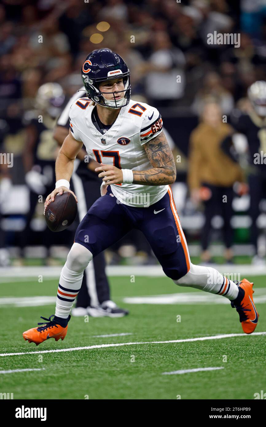 Chicago Bears quarterback Tyson Bagent (17) during an NFL football game ...