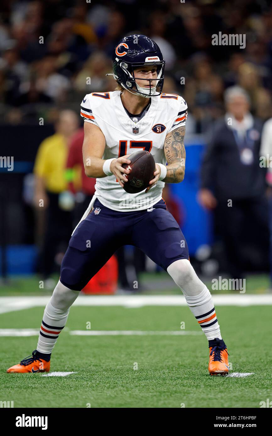 Chicago Bears quarterback Tyson Bagent (17) during an NFL football game ...