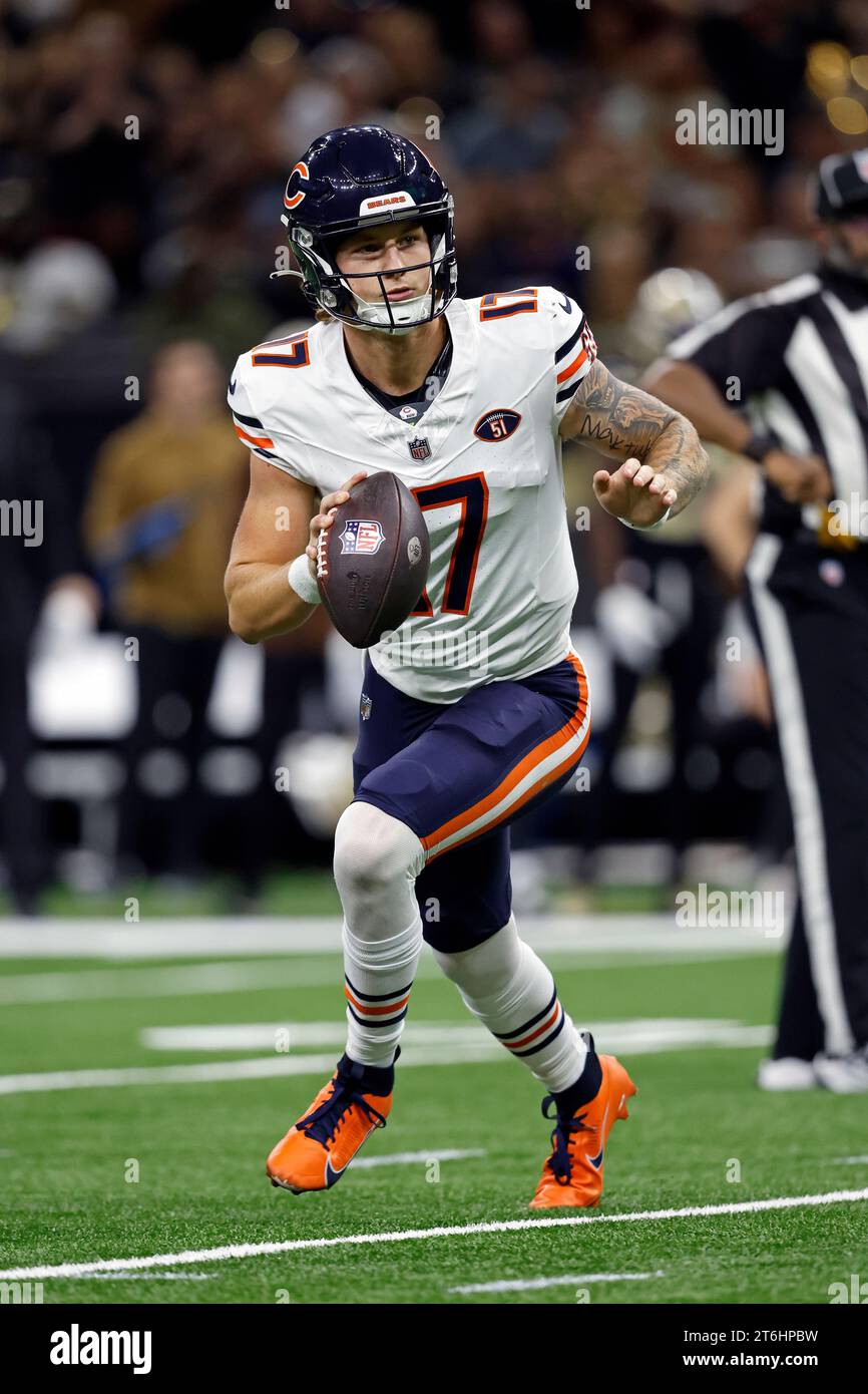 Chicago Bears quarterback Tyson Bagent (17) during an NFL football game ...