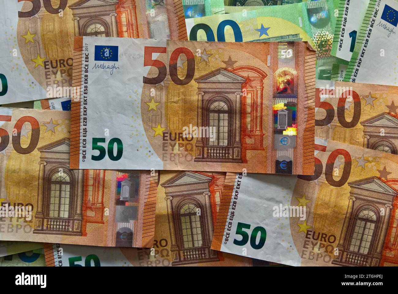 Geld bzw Bargeld, Euro-Scheine, Geldscheine, 50 Euro Schein *** Money ...