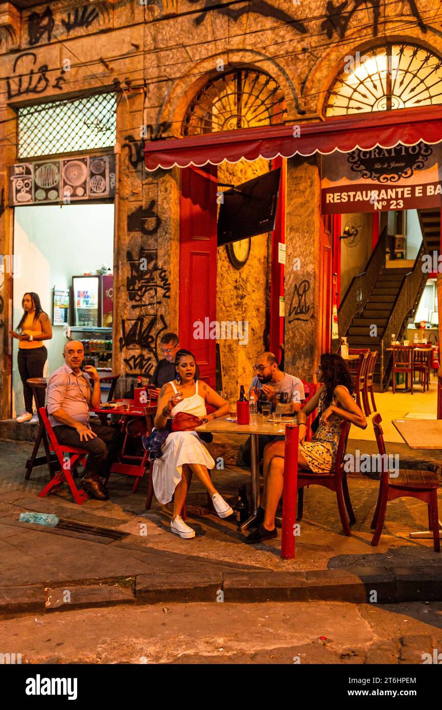 Brazil, Rio de Janeiro, former slave quarter at the salt rock Pedra do ...