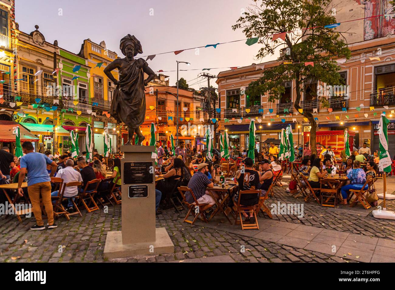 Brazil, Rio de Janeiro, former slave quarter at the salt rock Pedra do ...