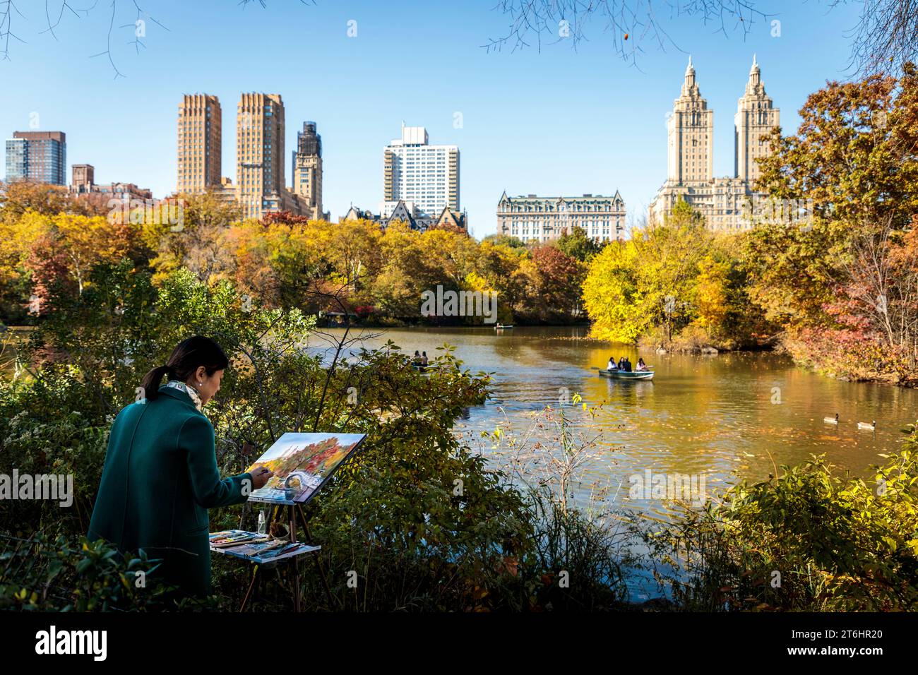 Artist in Central Park, New York City, North America, United States ...