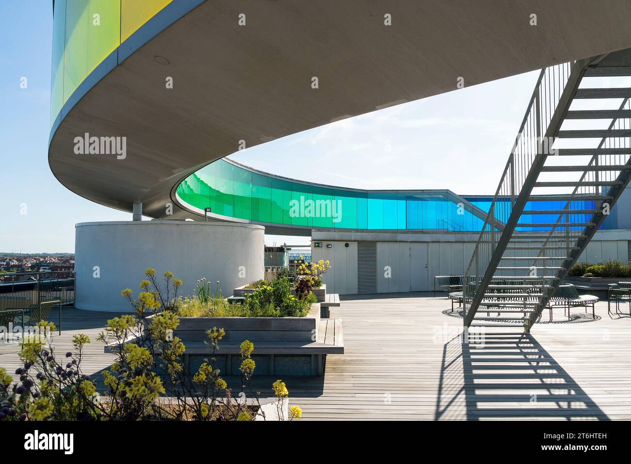 Denmark, Aarhus, art museum 'ARos Aarhus', roof terrace, panoramic tour ...