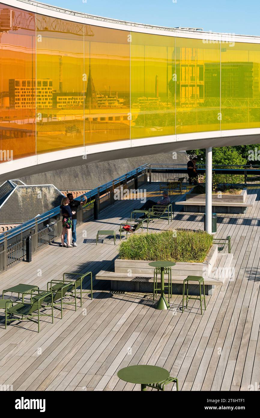 Denmark, Aarhus, art museum 'ARos Aarhus', roof terrace, panoramic tour ...