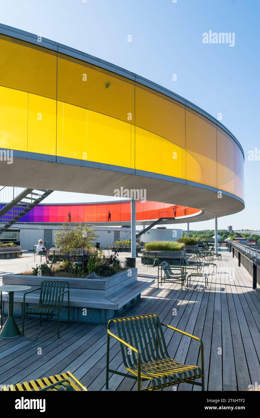 Denmark, Aarhus, art museum 'ARos Aarhus', striking roof installation ...