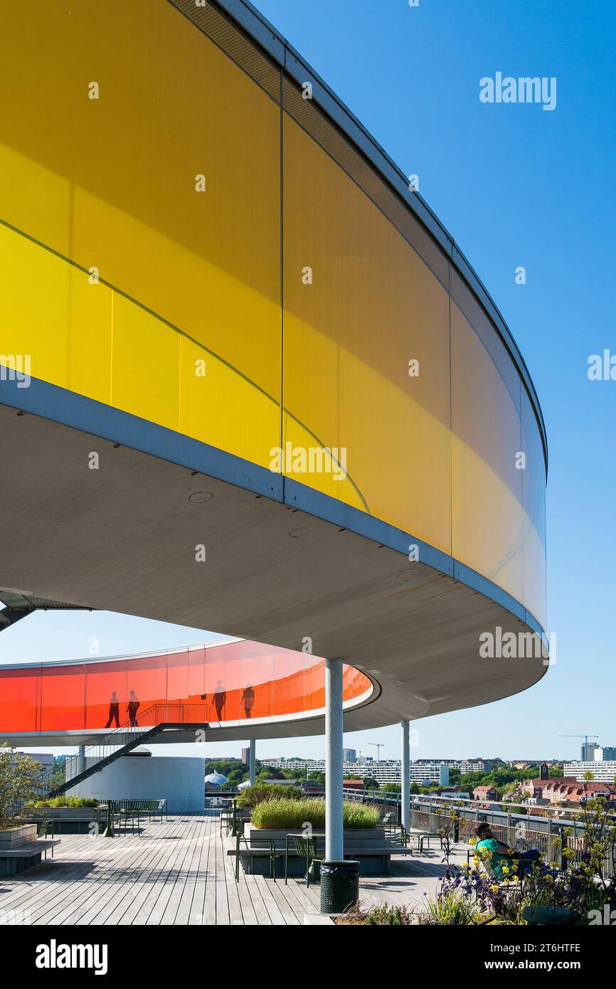 Denmark, Aarhus, art museum 'ARos Aarhus', striking roof installation ...