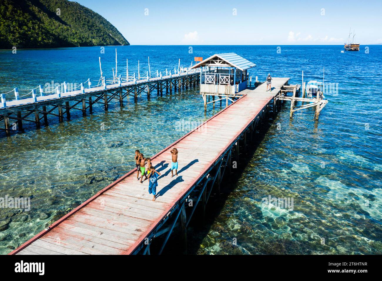 Jetty of Sauwandarek Village, Raja Ampat, West Papua, Indonesia Stock ...