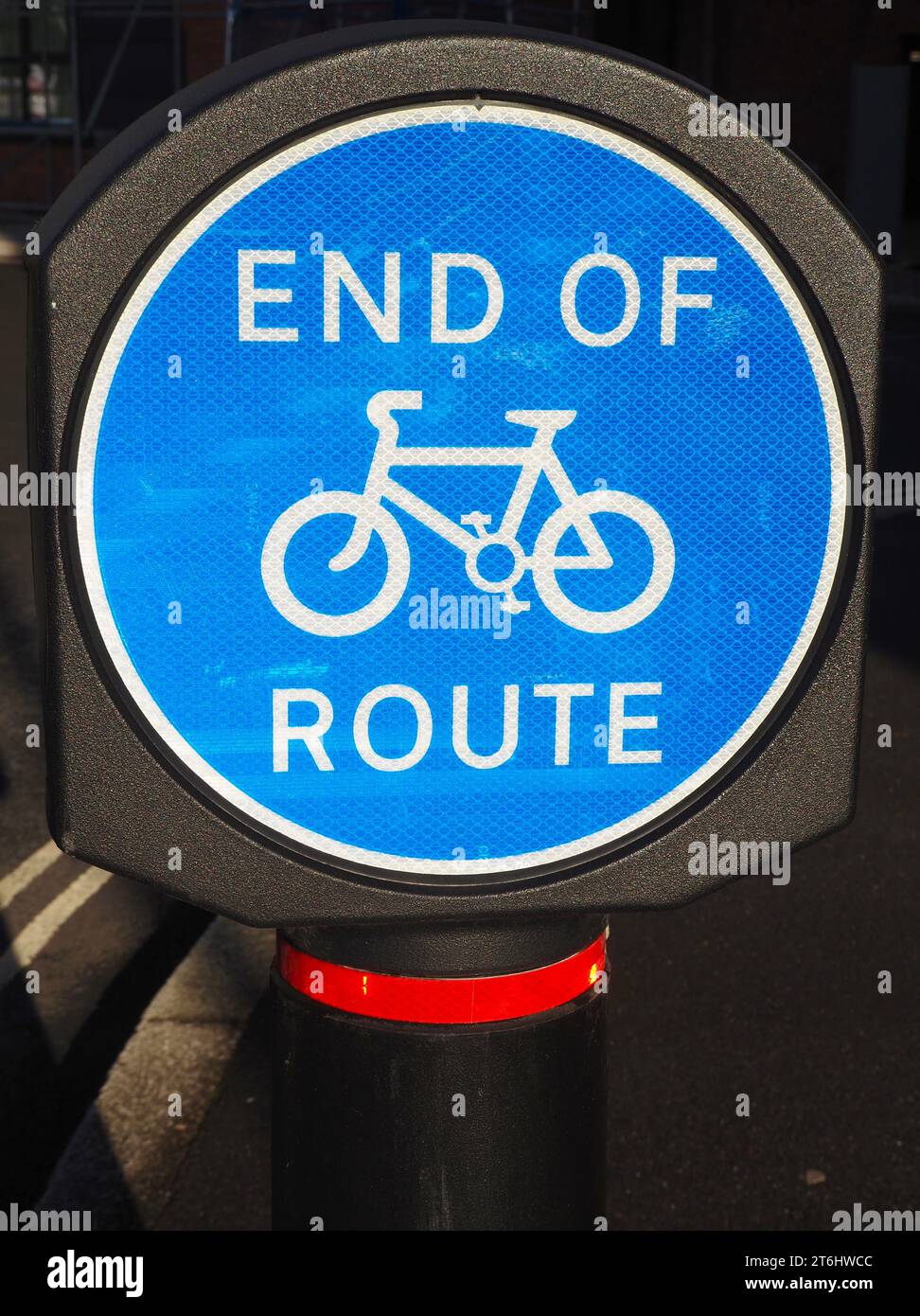 End of cycle route sign, Lower Bristol Road, Bath, Somerset. November ...