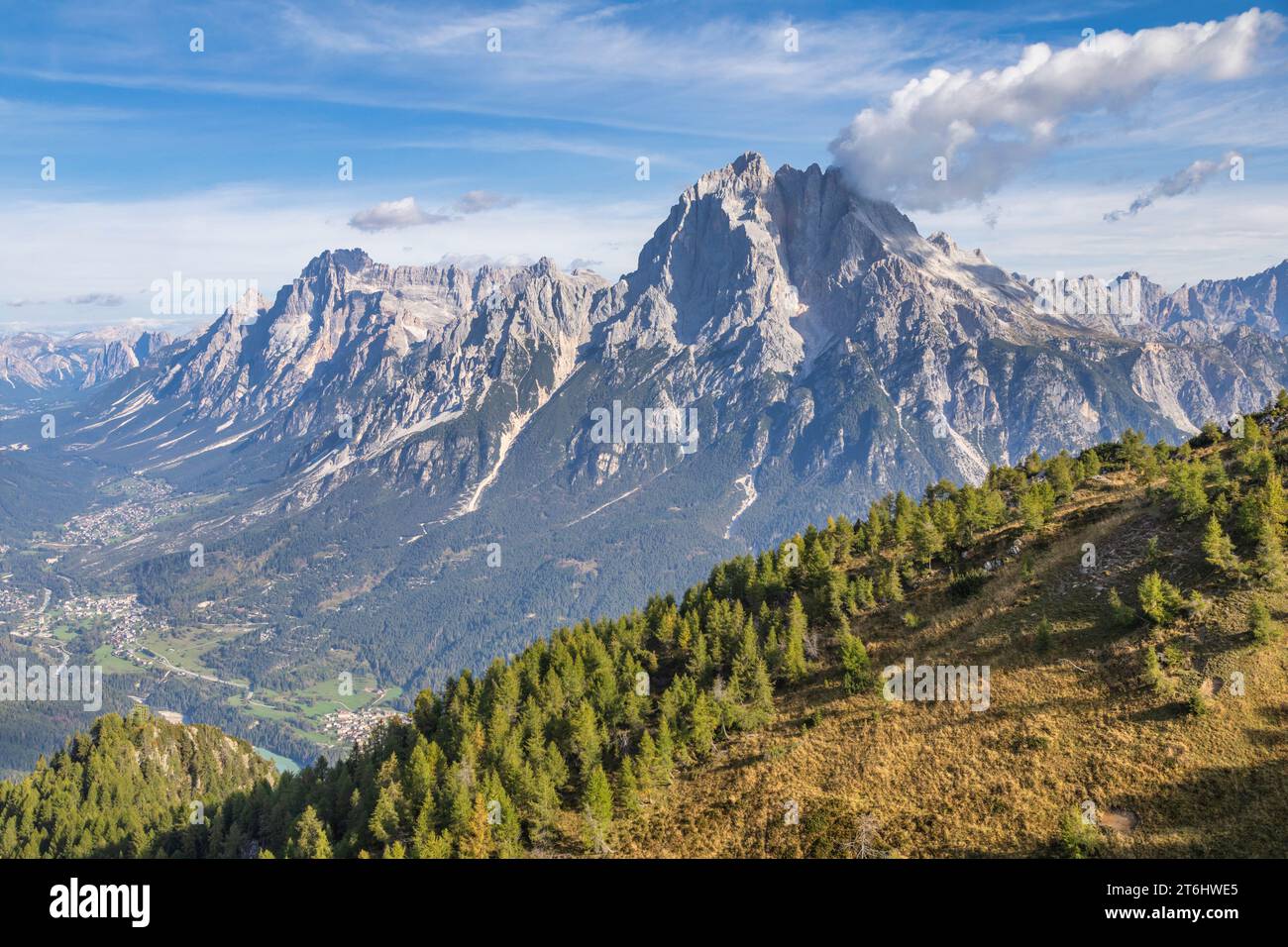 Italy, Veneto, province of Belluno, panorama of the Boite valley with ...