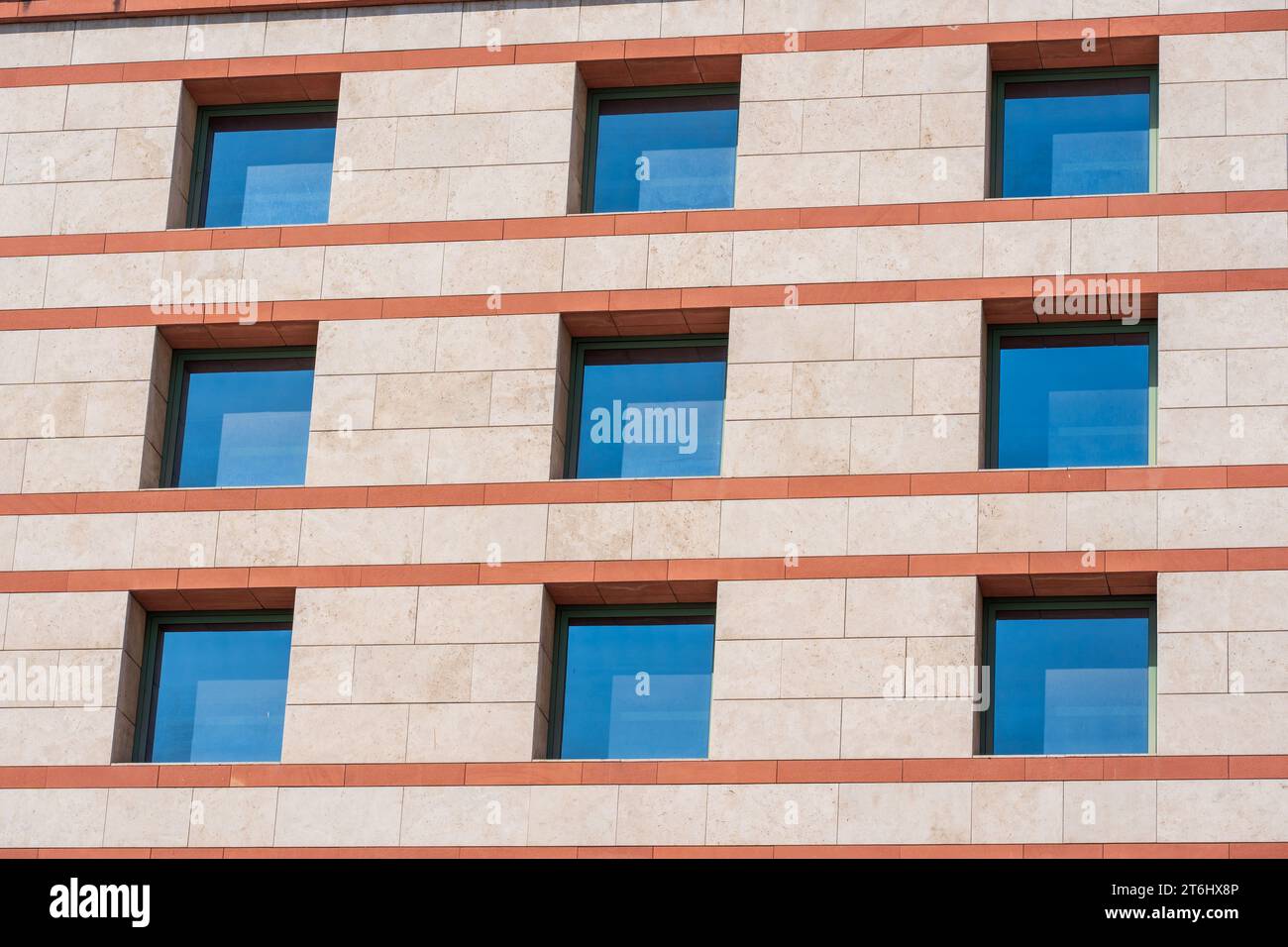 Blue windows glass frames. Pattern and texture. Beige, red color ...