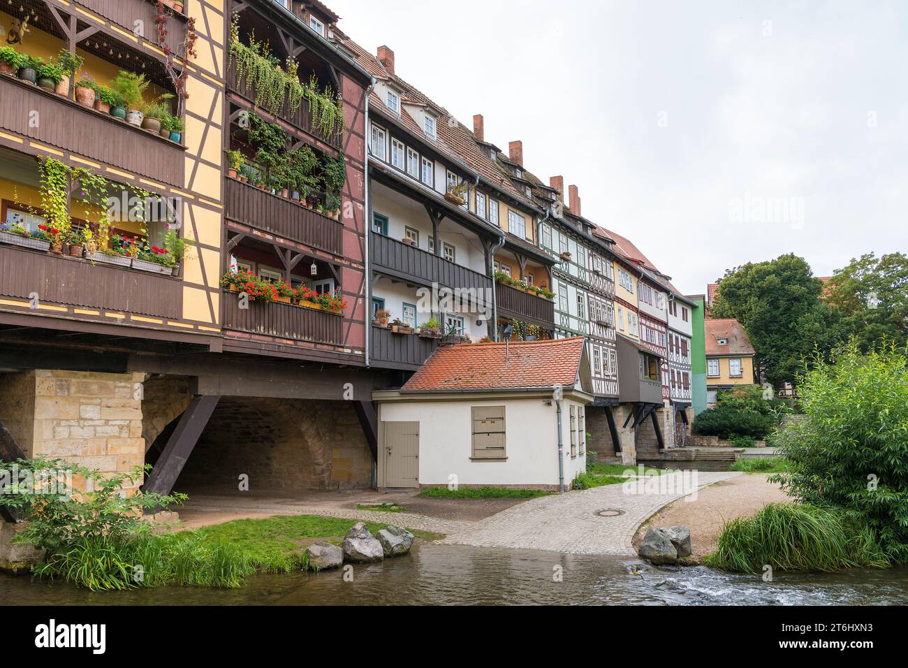 Thuringia, Erfurt, old town, Krämerbrücke, north side, medieval ...