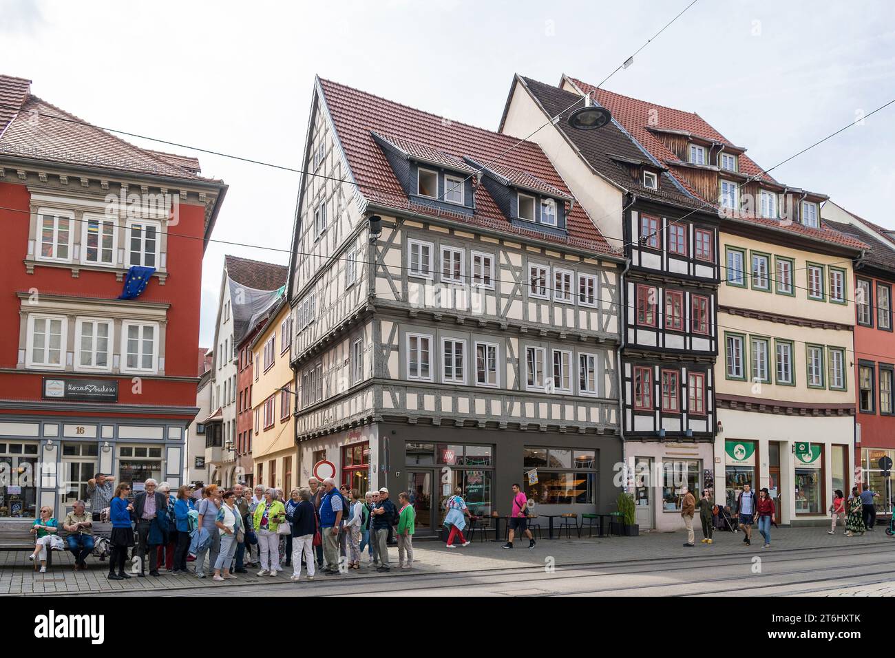 Thuringia, Erfurt, old town, market street, half-timbered facades, city ...