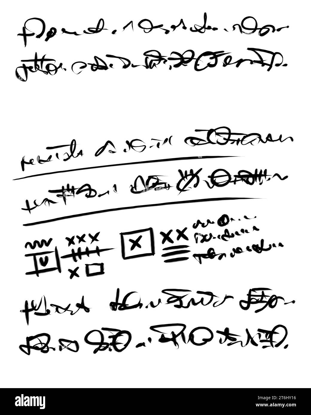 Abstract handwritten text, notes, scribbles, extraterrestrial writing ...