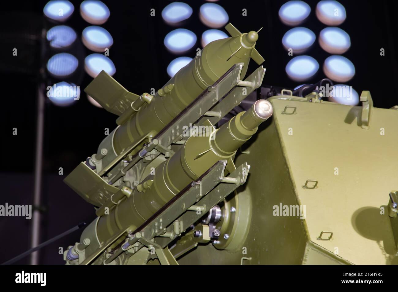 Modern sophisticated air defense missile system and rockets on self ...