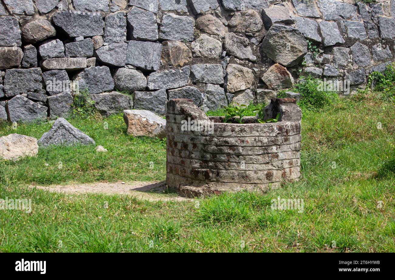 An old well in the Gingee Fort, Villupuram district, Tamil Nadu, India ...