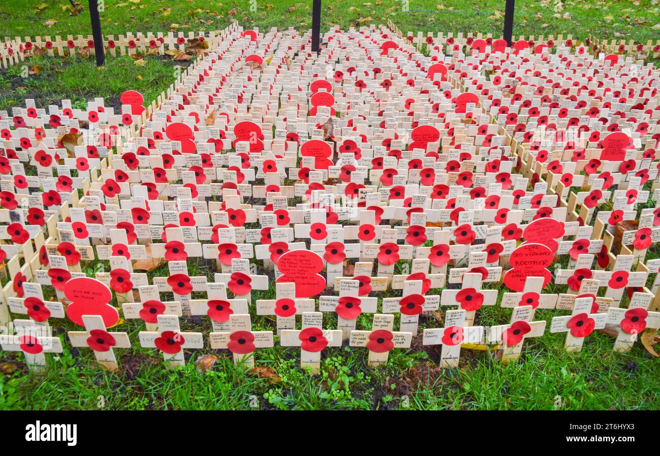 Thousands of red poppies and crosses, paying tribute to members of the ...