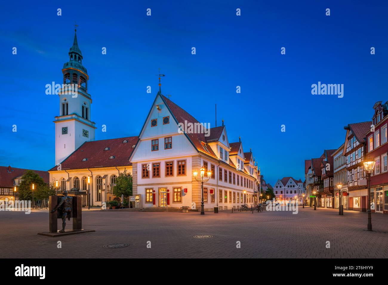 Market square of Celle, Germany at night Stock Photo - Alamy