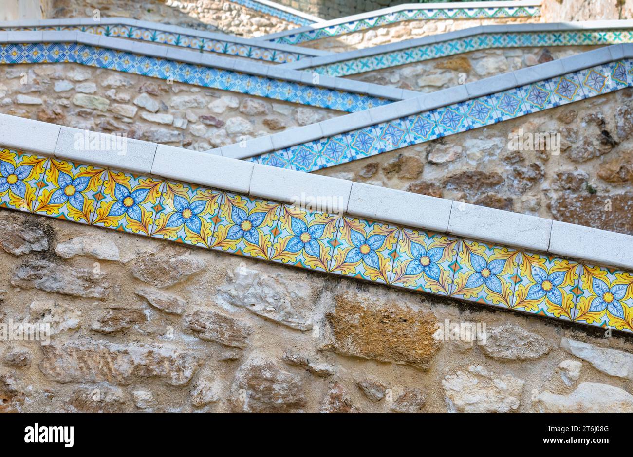 Staircase made of traditional ceramic, Sciacca, Agrigento district ...