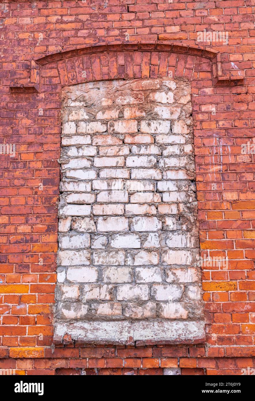 Old wall with bricks, house facade, background image, bricked up window ...