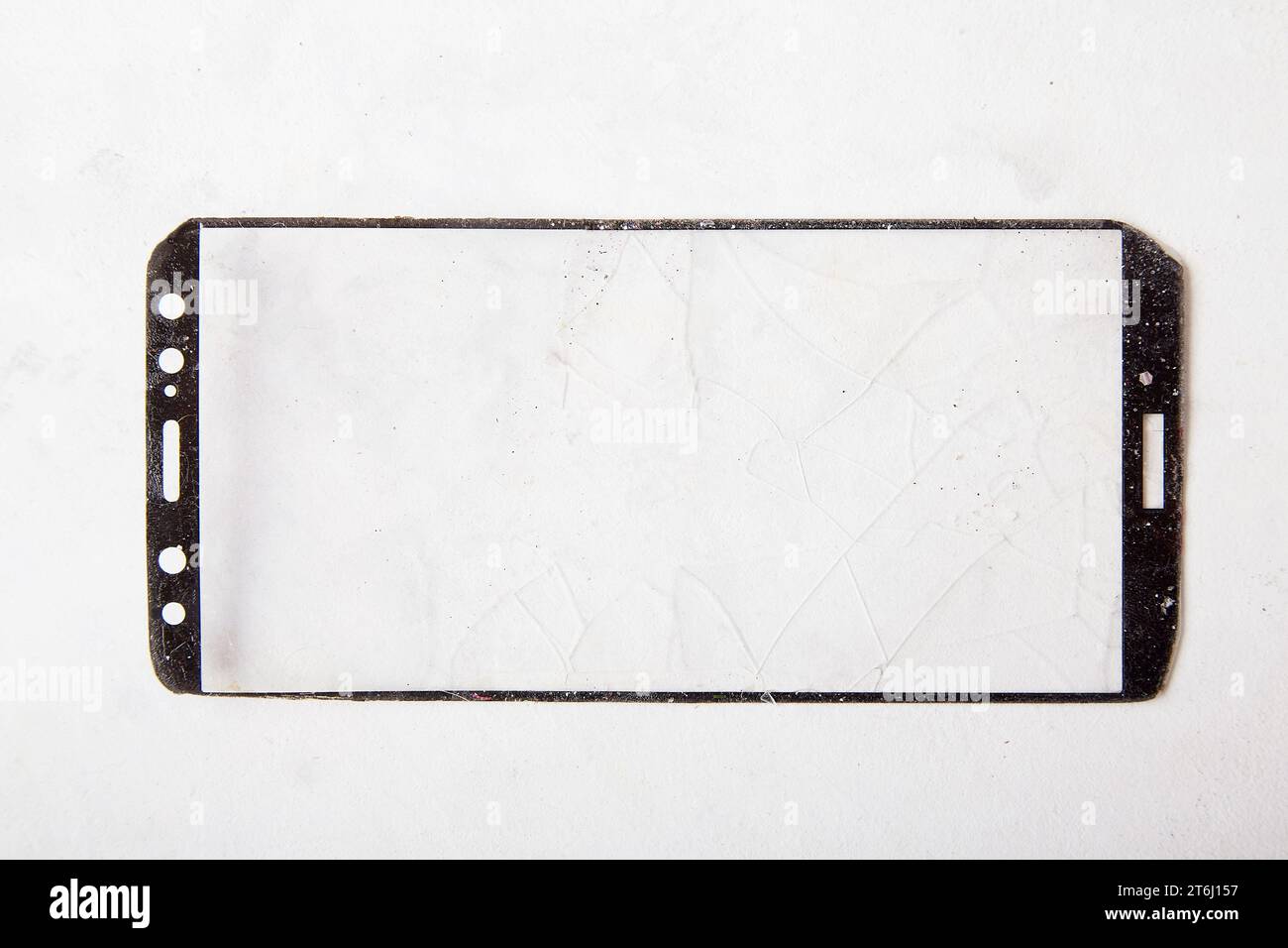 Old broken screen with cracks background on white uneven background ...