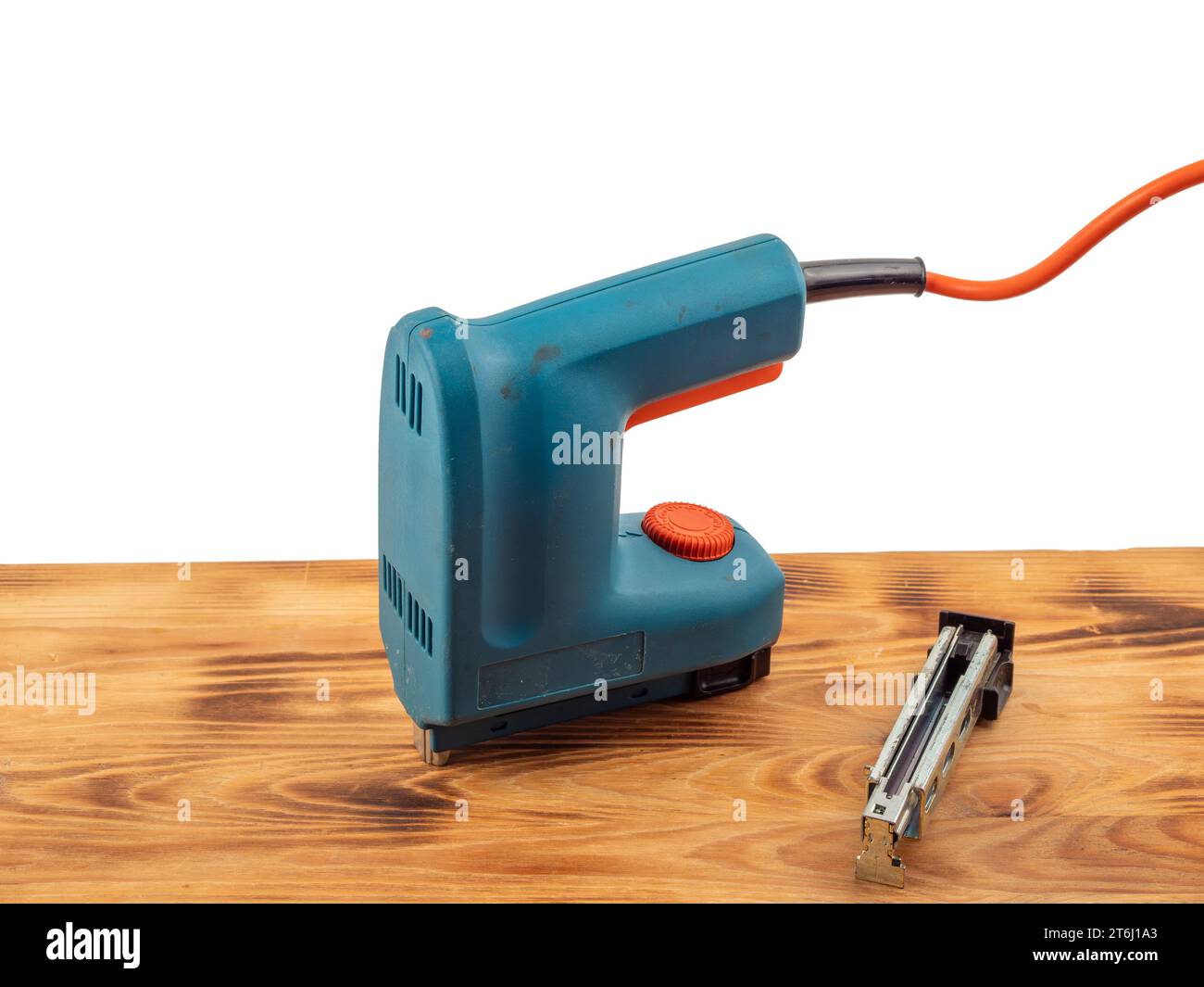 Electric stapler on a white background. Electric staple gun close-up ...