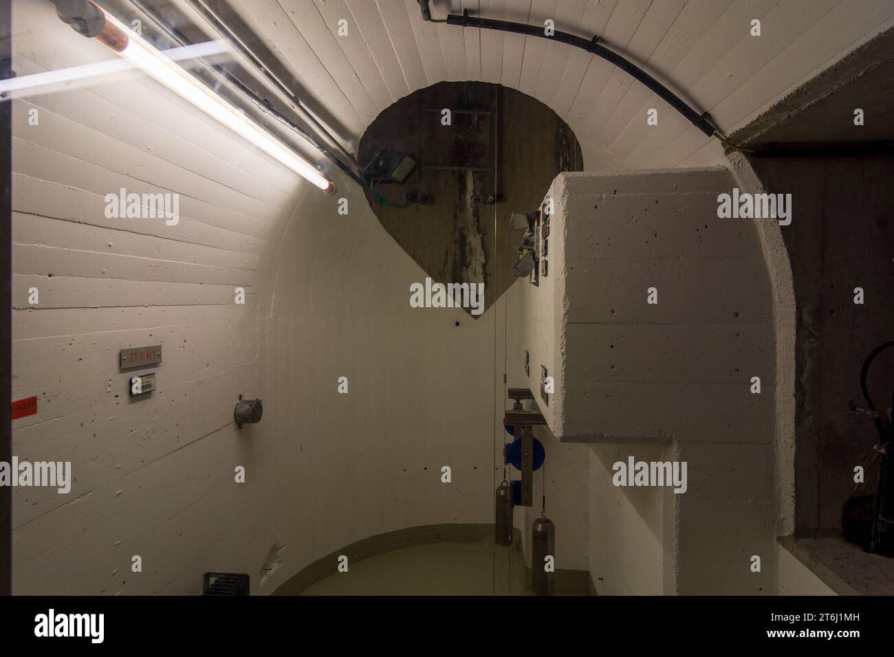 Malta, Measuring point with plumb line in monitoring tunnel in the ...