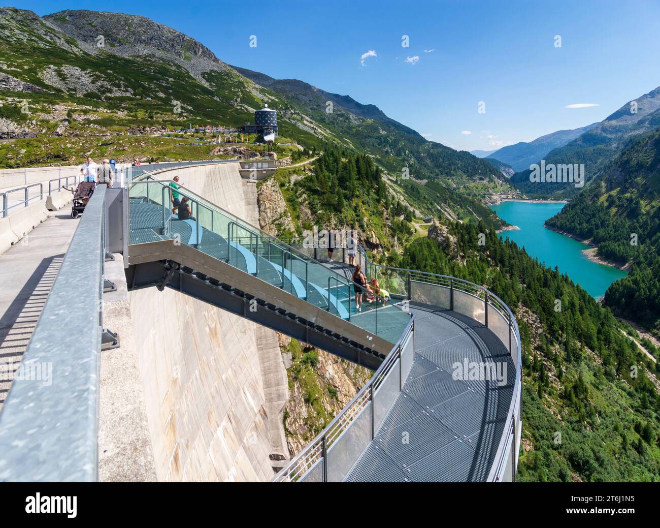 Malta, dam with Airwalk of reservoir Kölnbrein of power stations ...