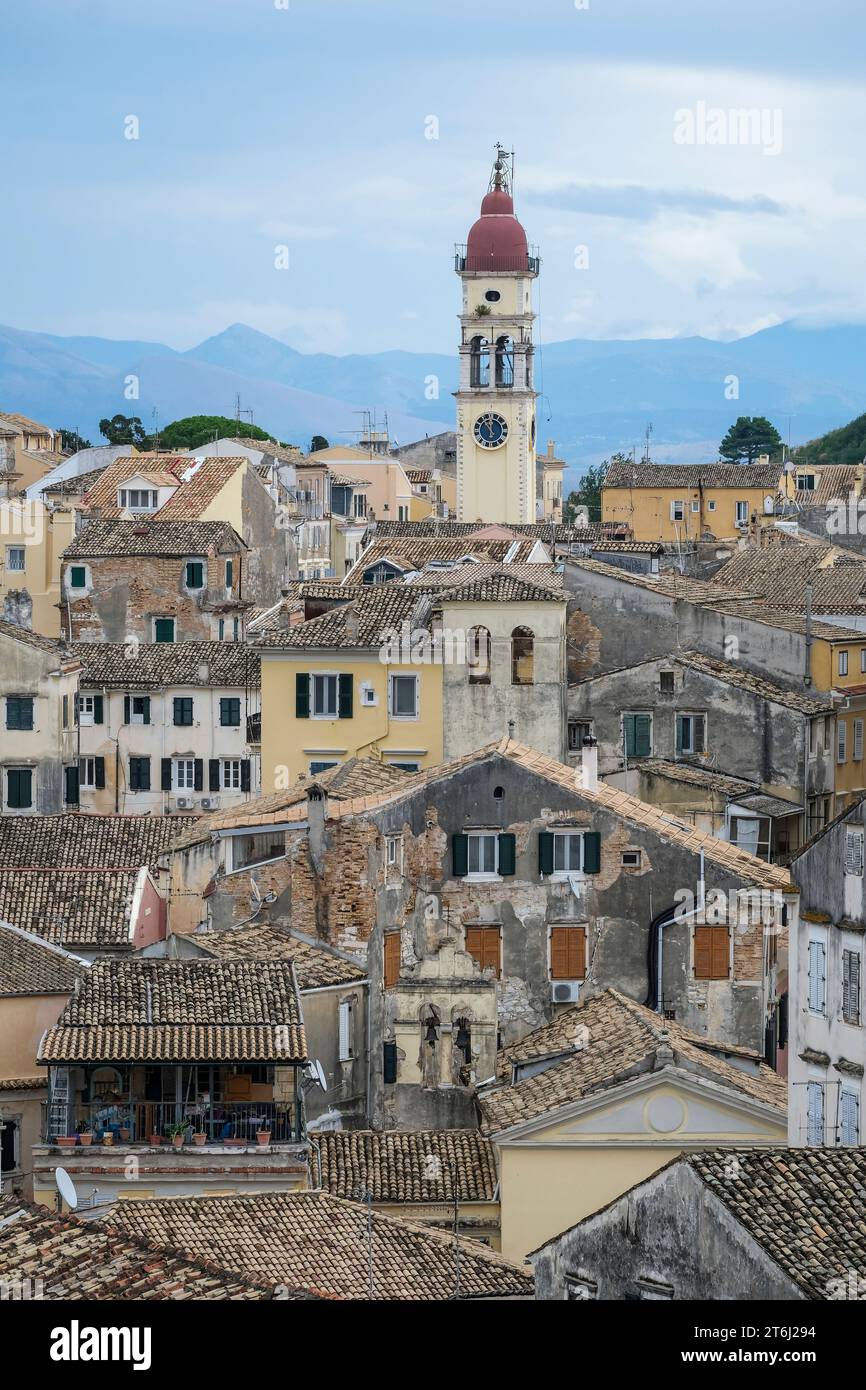 Corfu Town, Corfu, Greece, city overview Corfu Town with the Greek ...