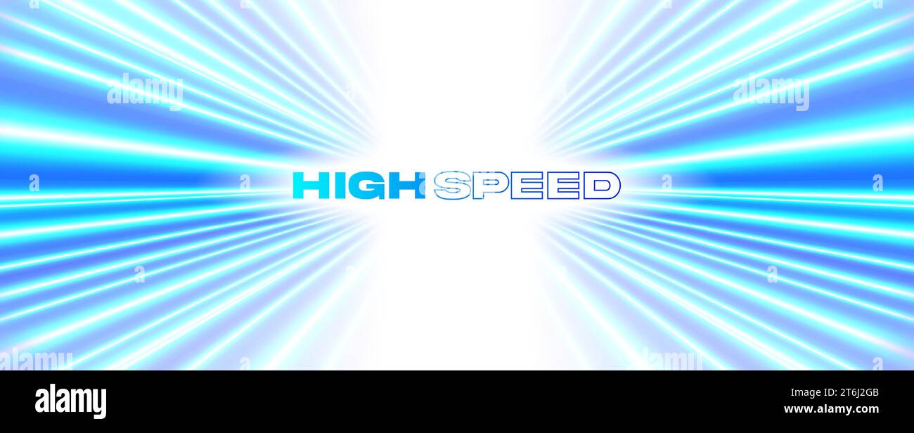 Blue and white high speed lines. Fast lines background. Dynamic motion light trails. Vector ...