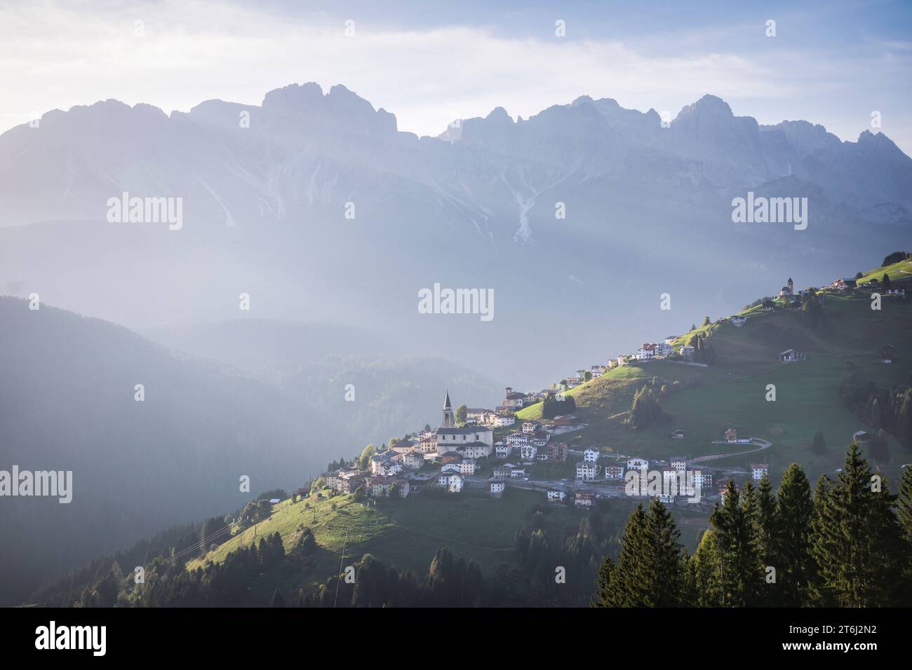 Italy, Veneto, Belluno district, a view of the alpine village of ...