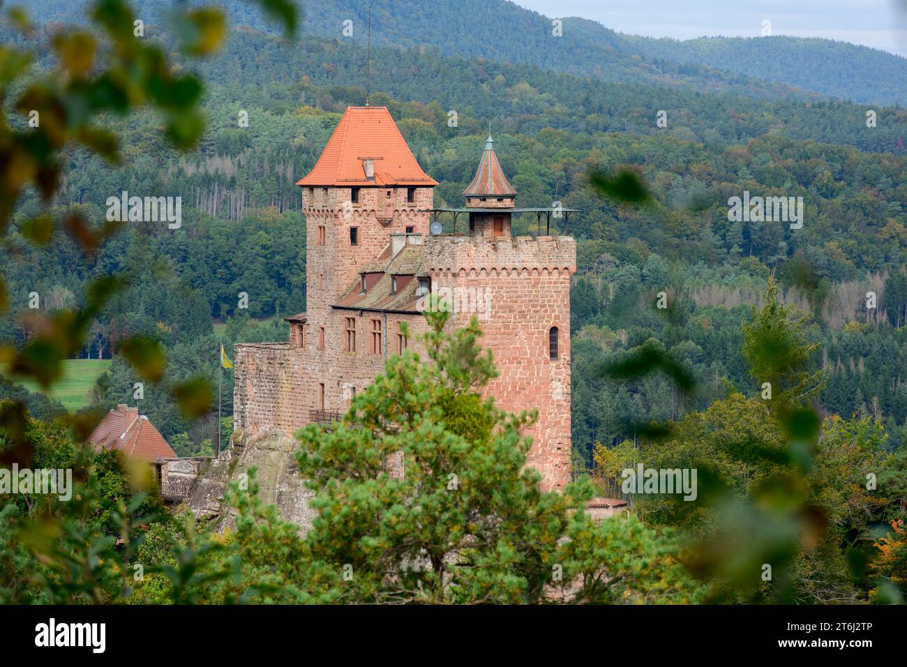 Germany, Rhineland-Palatinate, Berwartstein Castle, is a medieval rock ...